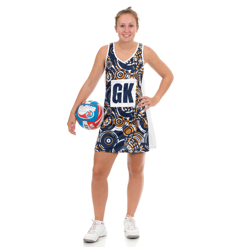 Halo Netball Dress Navy/Gold– Coast 2 Coast Sports Australia